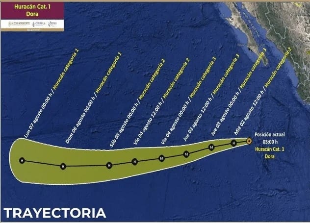 Huracán Dora ya es categoría 1; esta será su trayectoria